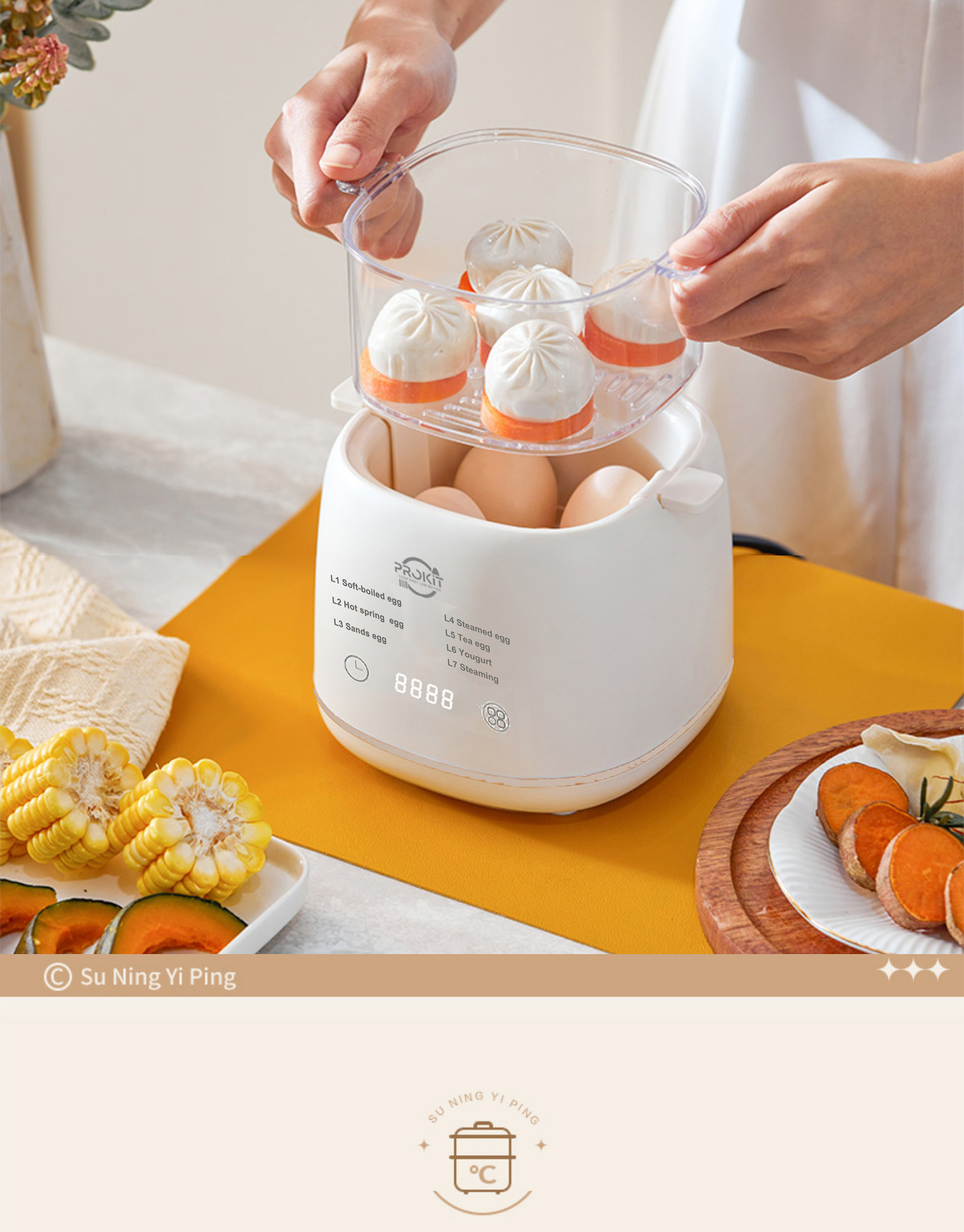 7 Mode Egg Boiler Egg Steamer Half Boiled Egg Maker Telur Separuh Masak Maker 煮蛋器 Egg Timer蒸蛋器 ...