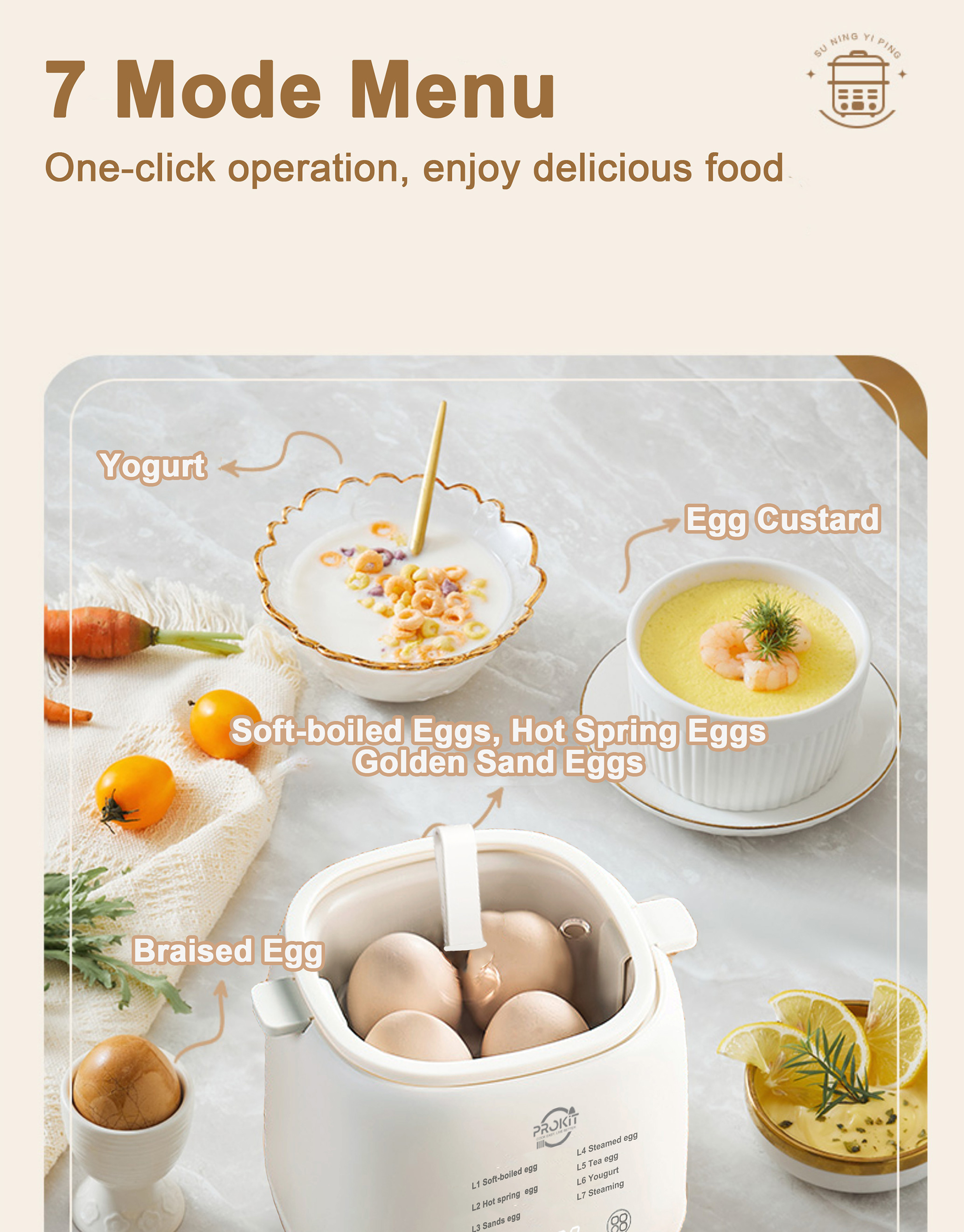 7 Mode Egg Boiler Egg Steamer Half Boiled Egg Maker Telur Separuh Masak ...