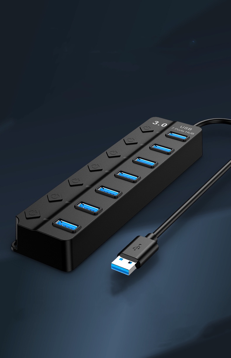 USB 3.0 Power Adapter 4 7 USB Port Extension Splitter Hub Switch Cable ...