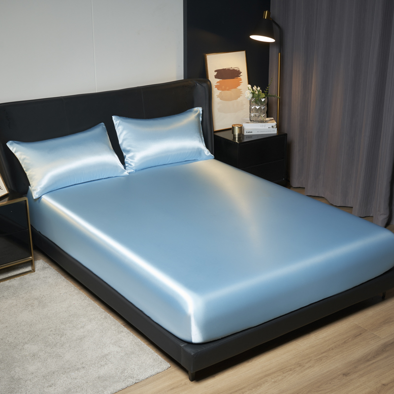 Hot sale 1 pc100% Ice filament sheet & Soft Ice Silk Fitted Sheet Satin ...