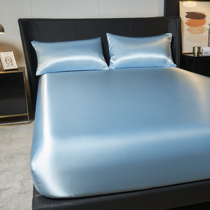 Hot sale 1 pc100% Ice filament sheet & Soft Ice Silk Fitted Sheet Satin ...