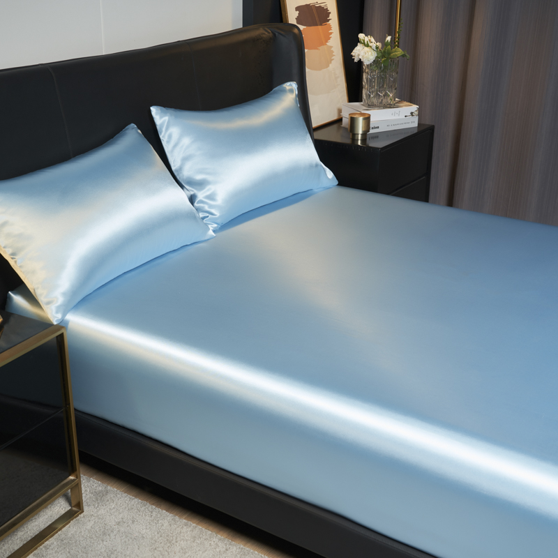 Hot sale 1 pc100% Ice filament sheet & Soft Ice Silk Fitted Sheet Satin ...