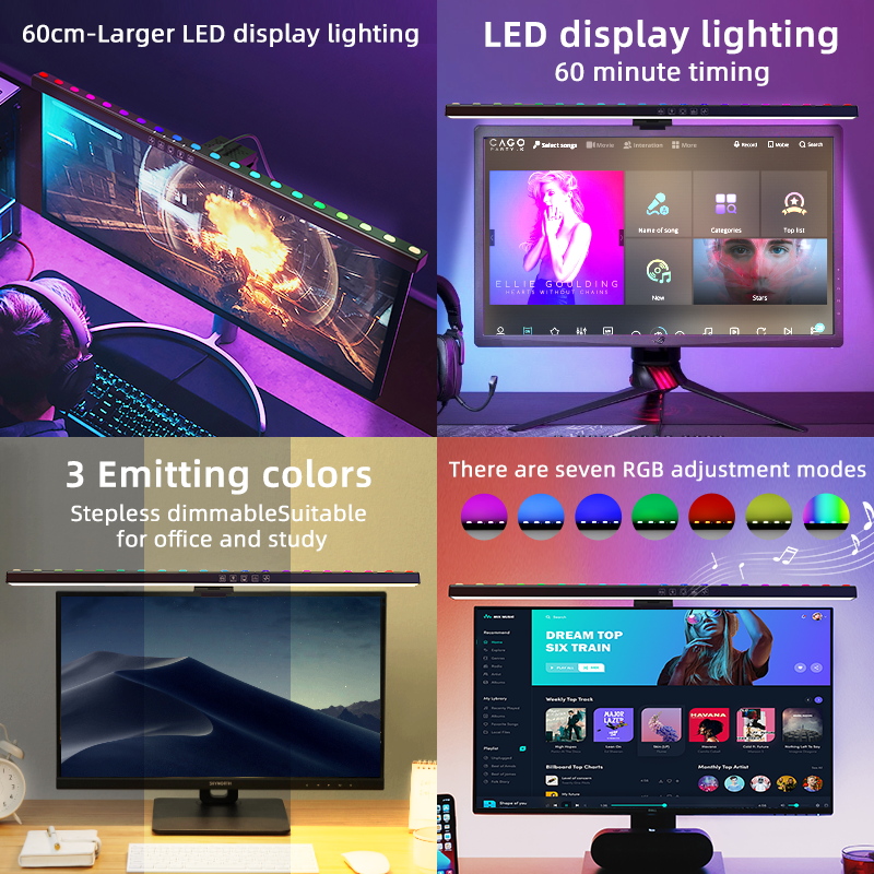 RGB Led Monitor Light Bar Dimmable Lampu Monitor Screenbar Desk Lamp ...