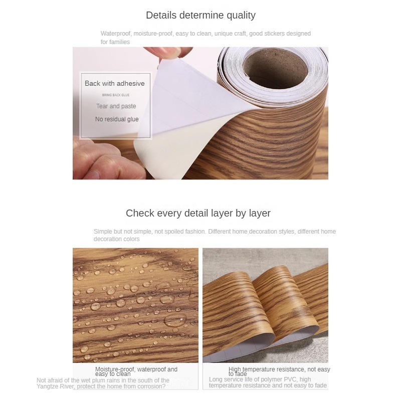 Door frame edge wrapping with self-adhesive wood grain wall sticker ...