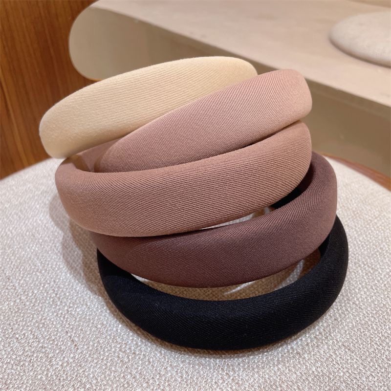 Milk Coffee Color High-Top Sponge Headband Female Autumn Winter Face ...