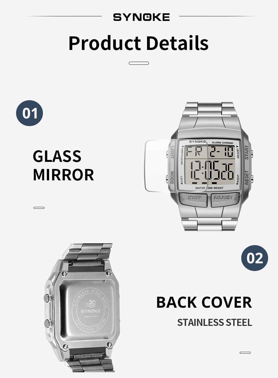 SYNOKE Men Watch New Light Display Stopwatch Sports Digital Watch ...