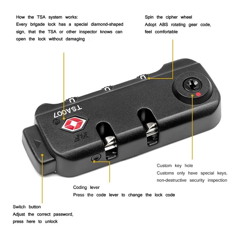 KIPRUN TSA007 Padlock Luggage Travel Lock, 3 Digits Self-Setting A ...