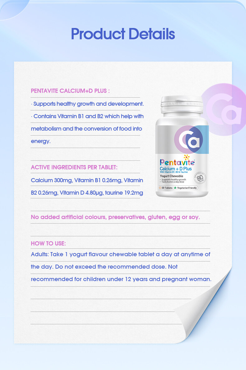 "Pentavite 6 Bottles Set (Bubbly B + Vitamin C + Calcium + D Plus ...