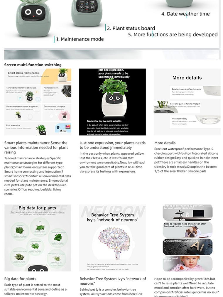 Plantsio lvy Smart Flowerpot, Smart Pet Flowerpot, Artificial Smart Flowerpot, Smart Flowerpot ...