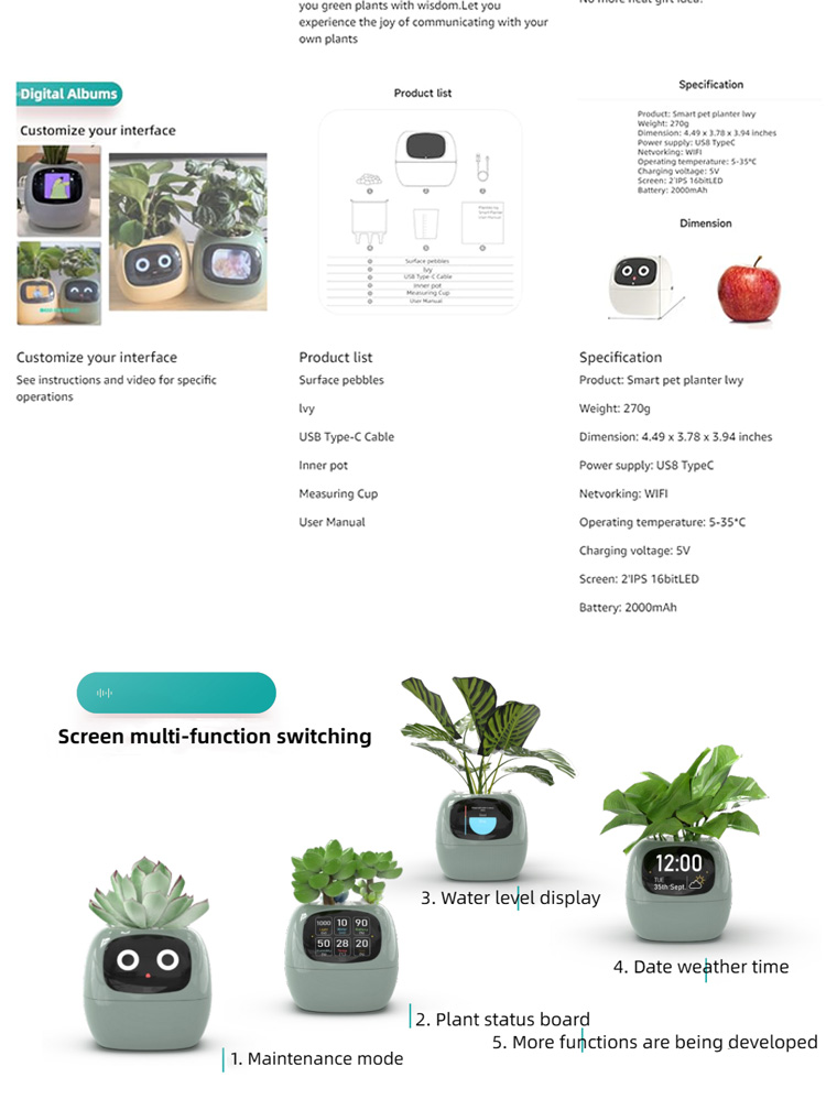Plantsio lvy Smart Flowerpot, Smart Pet Flowerpot, Artificial Smart Flowerpot, Smart Flowerpot ...