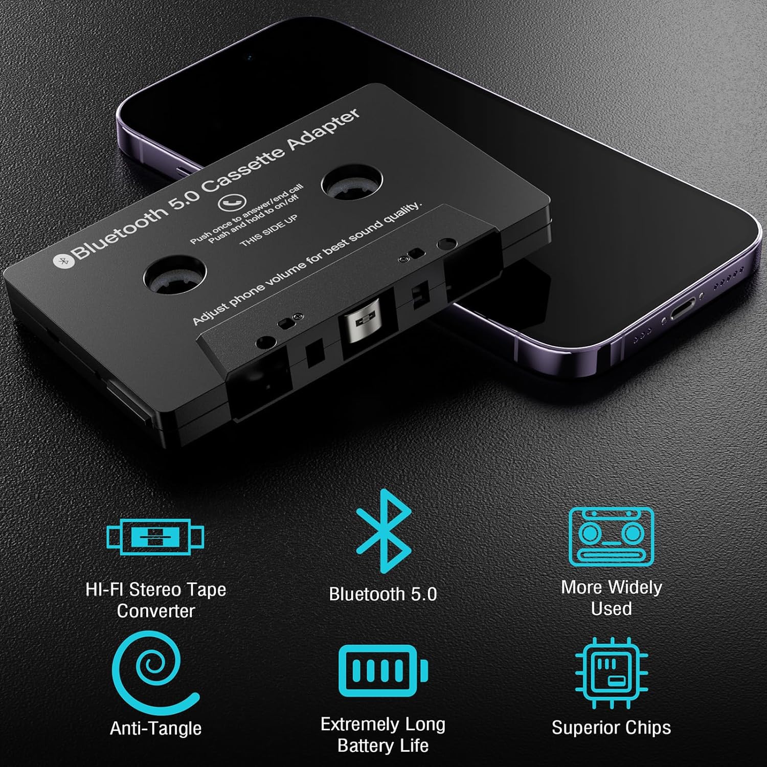BOMGE Audio Cassette Aux Adapter, Bluetooth 5.0 Cassette Receiver ...