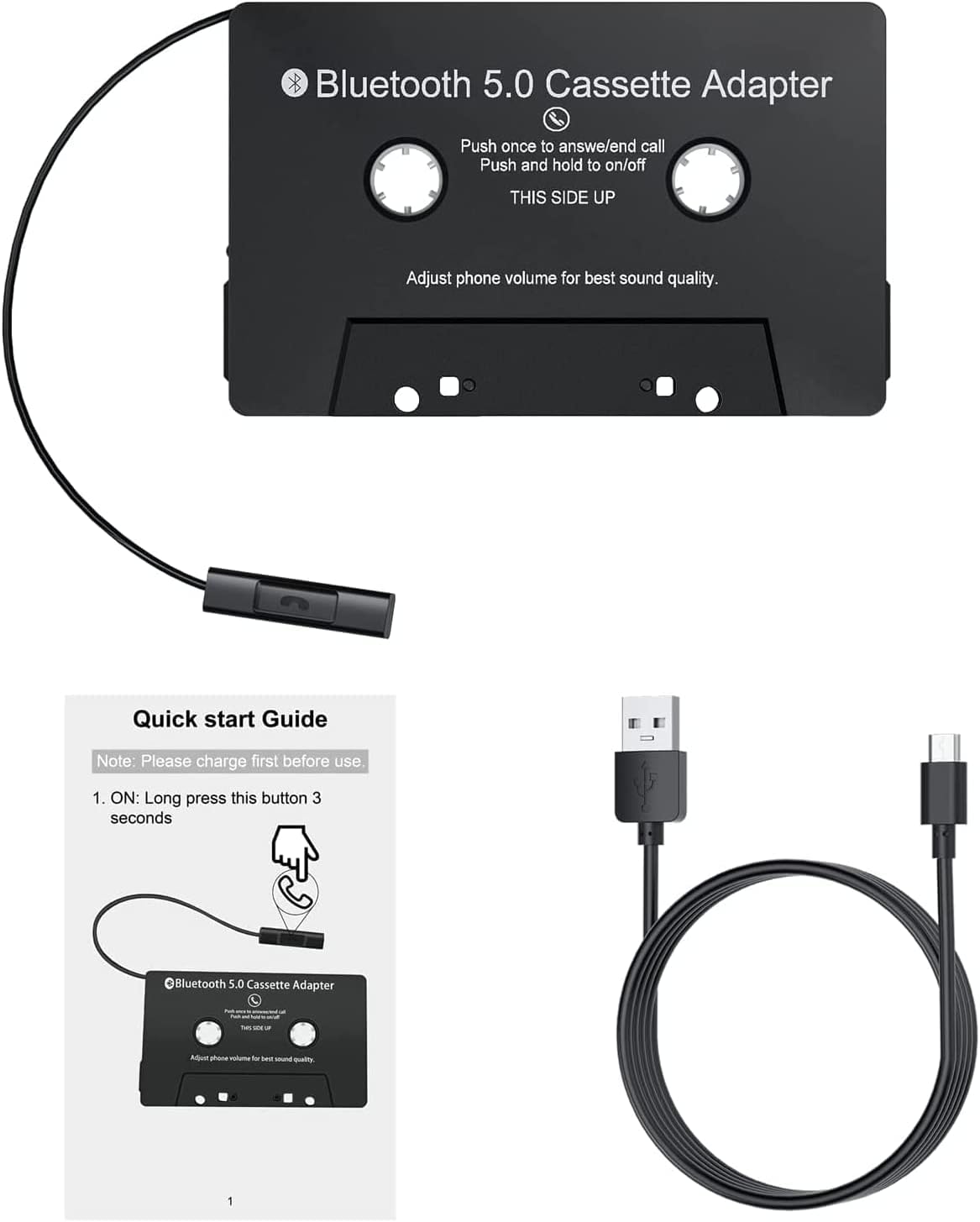 BOMGE Audio Cassette Aux Adapter, Bluetooth 5.0 Cassette Receiver ...
