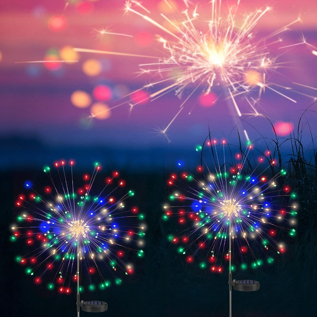 Outdoor Solar Fireworks Light 90LED/120LED Solar Ground Plug Fireworks ...