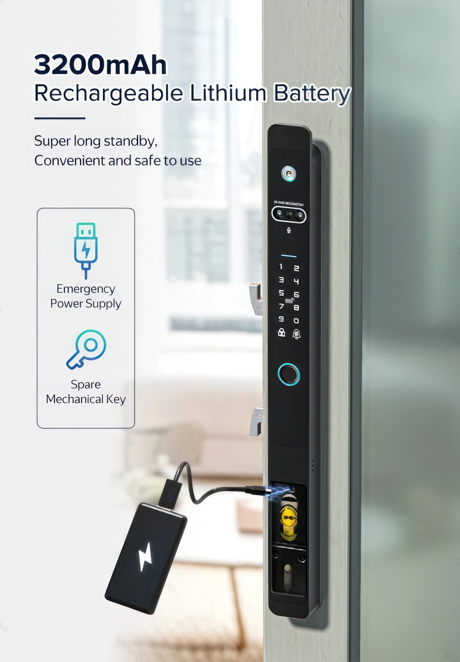 Real time intercom Tuya WiFi Smart Door Lock Electronic Lock 3D Face ...