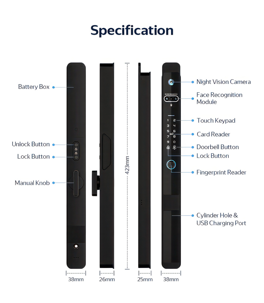 Real time intercom Tuya WiFi Smart Door Lock Electronic Lock 3D Face ...