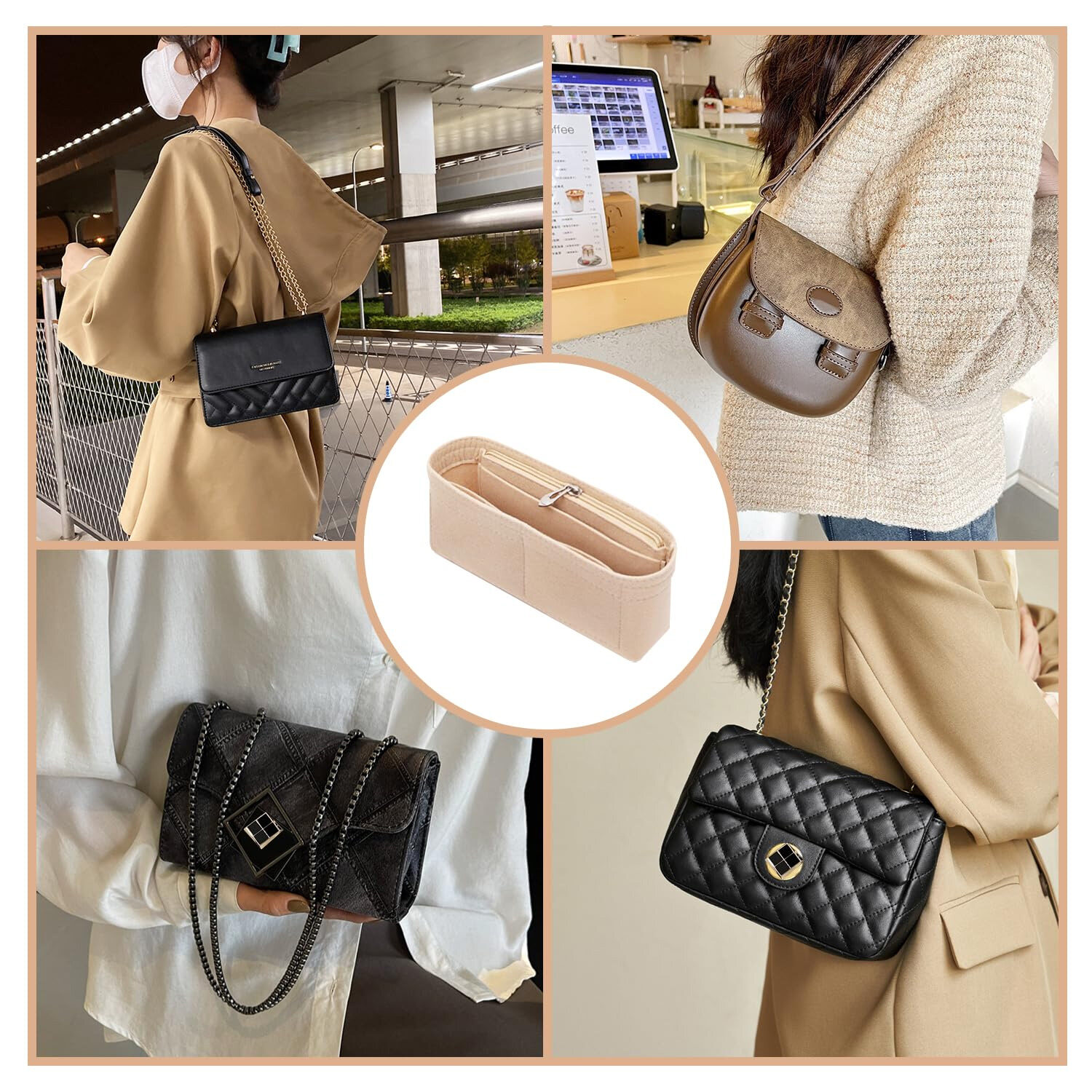 Felt Insert Bag Organizer Bag In Bag For Handbag Purse Organizer Fits ...