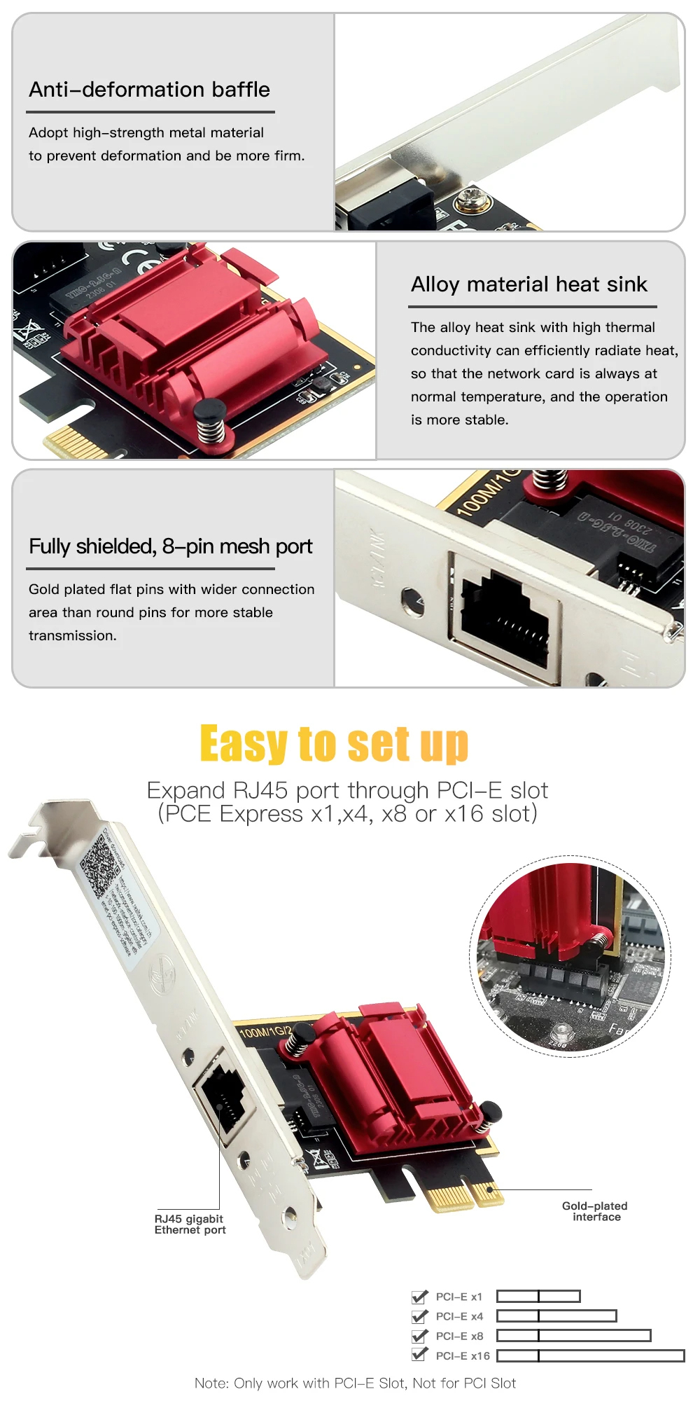 2.5G PCI-E To RJ45 Network Card RTL8125B Chip Gigabit Ethernet PCI ...