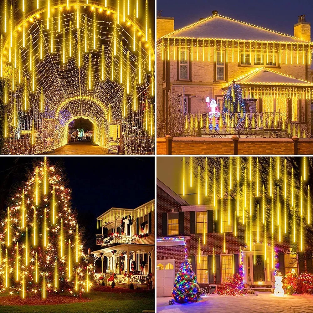 🎀🎀🎀Lampu Raya Solar Meteor Shower Rain Lights LED Outdoor Waterproof ...
