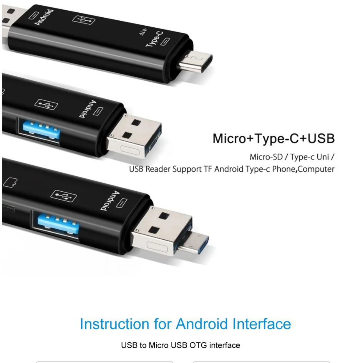 3 In 1 Multifunction USB 3.0 Type C USB Micro USB SD TF Memory Card ...