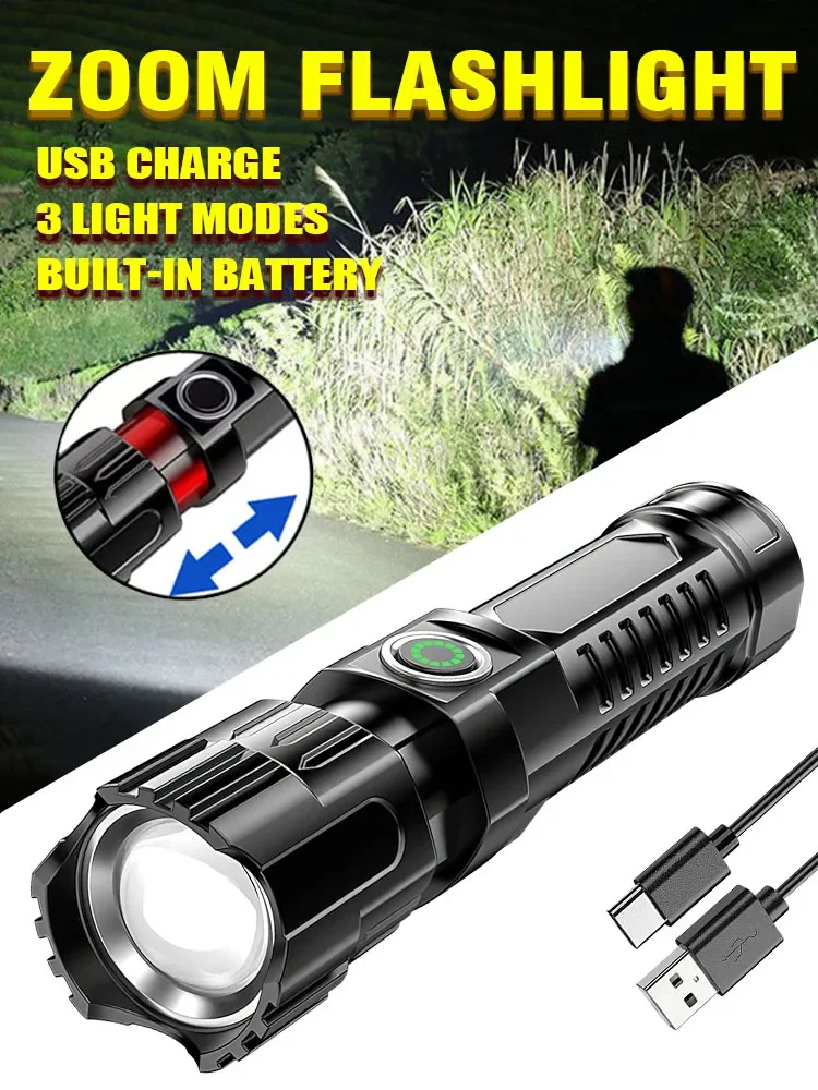 Xiwangfire Portable Strong Light Flashlight Built-In Battery Usb ...