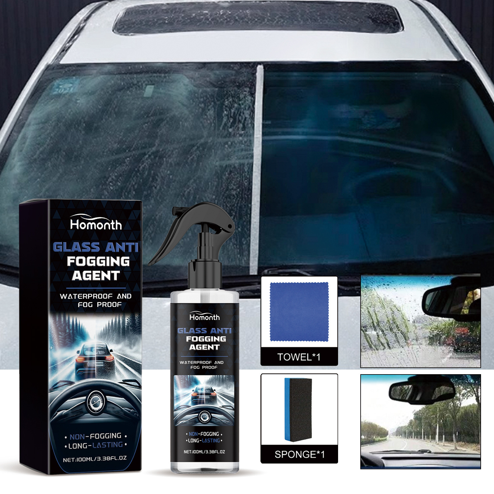 Homonth Automobile anti fog spray Car windshields Clean and rainproof ...