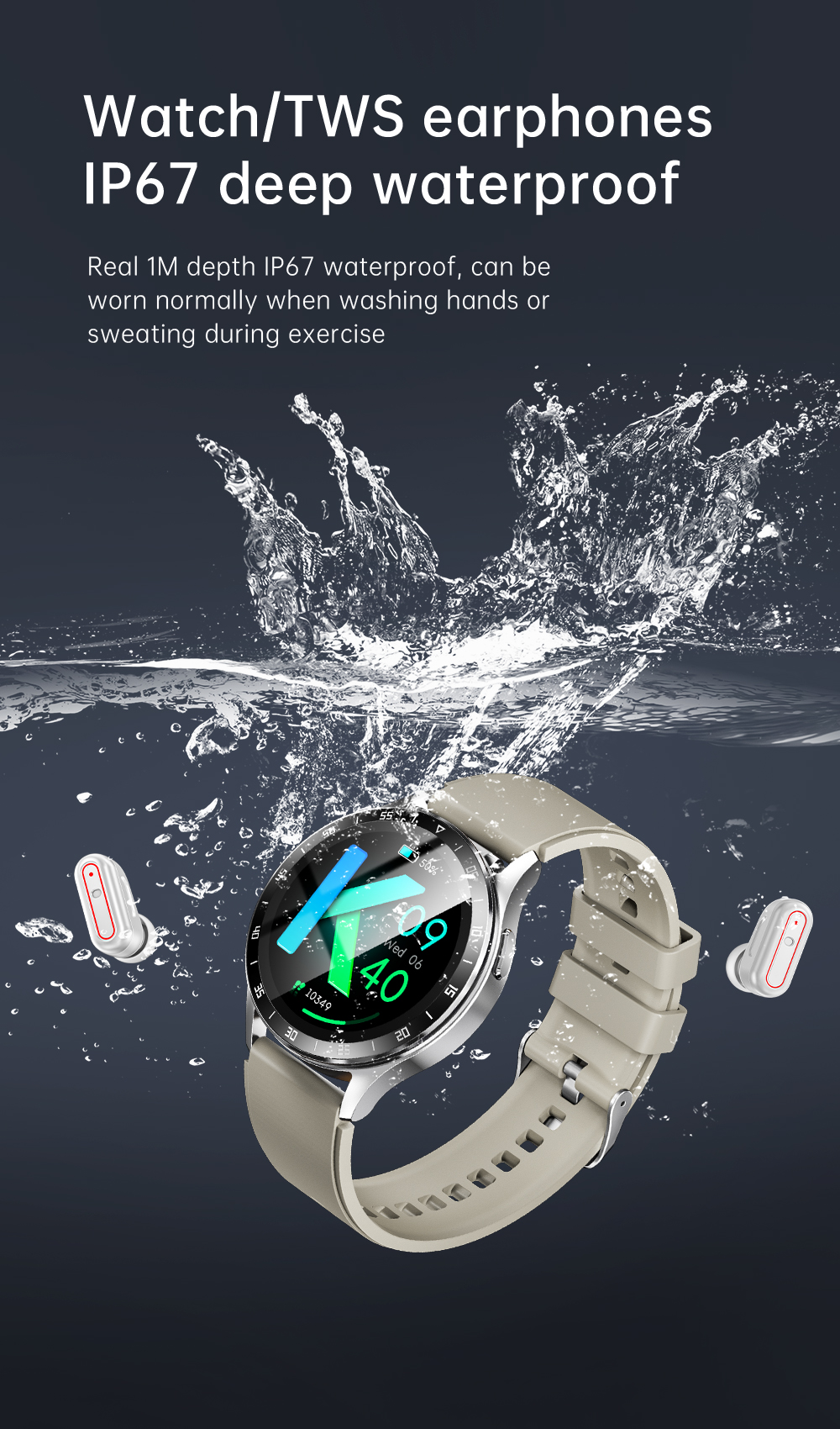 New X10 NFC Headset Smart Watch TWS Two In One Wireless Bluetooth Dual ...