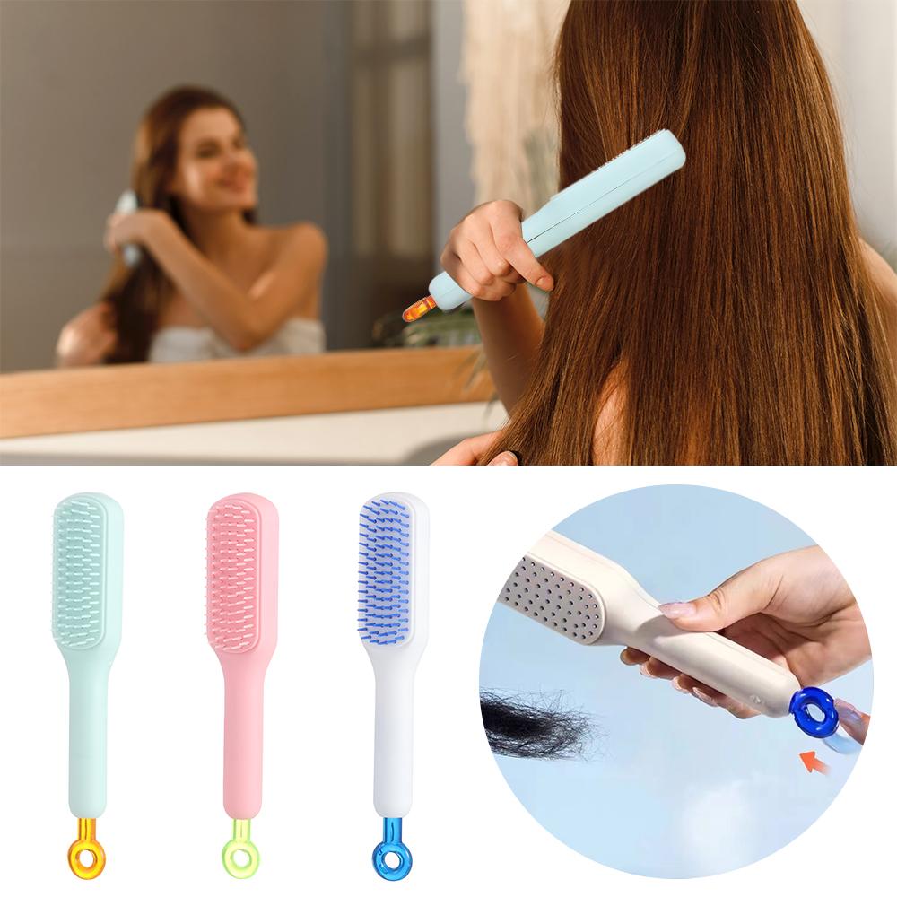 GILDAI Self Cleaning Hair Comb, Anti-static Self Cleaning Magic ...