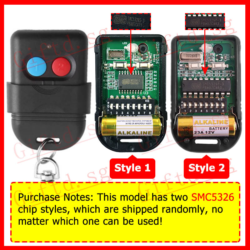 Auto Gate SMC5326 5326 330Mhz 8Dip Switch Auto Garage Duplicate Remote ...