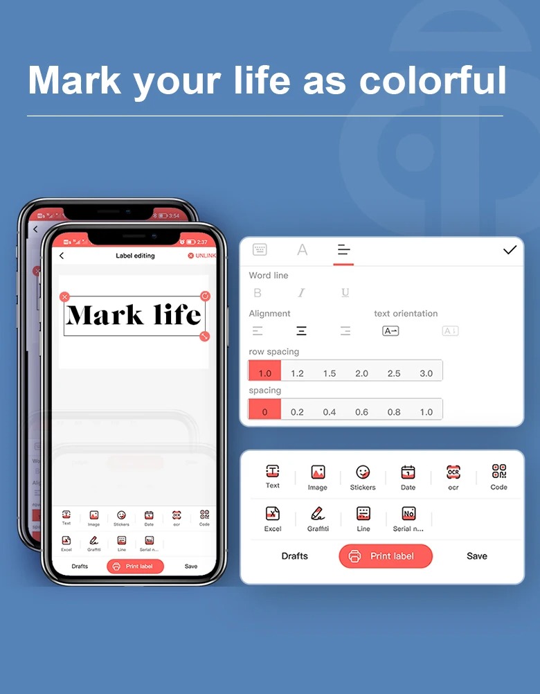 Marklife P50 Barcode Label Printer Self-adhesive Labeling Maker Machine ...