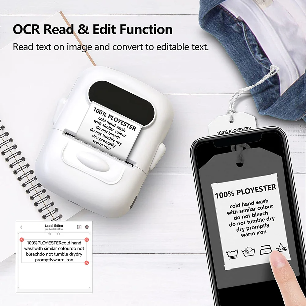 Mini Thermal Label Printer P50 12-57mm Portable Tag Printer Inkless ...