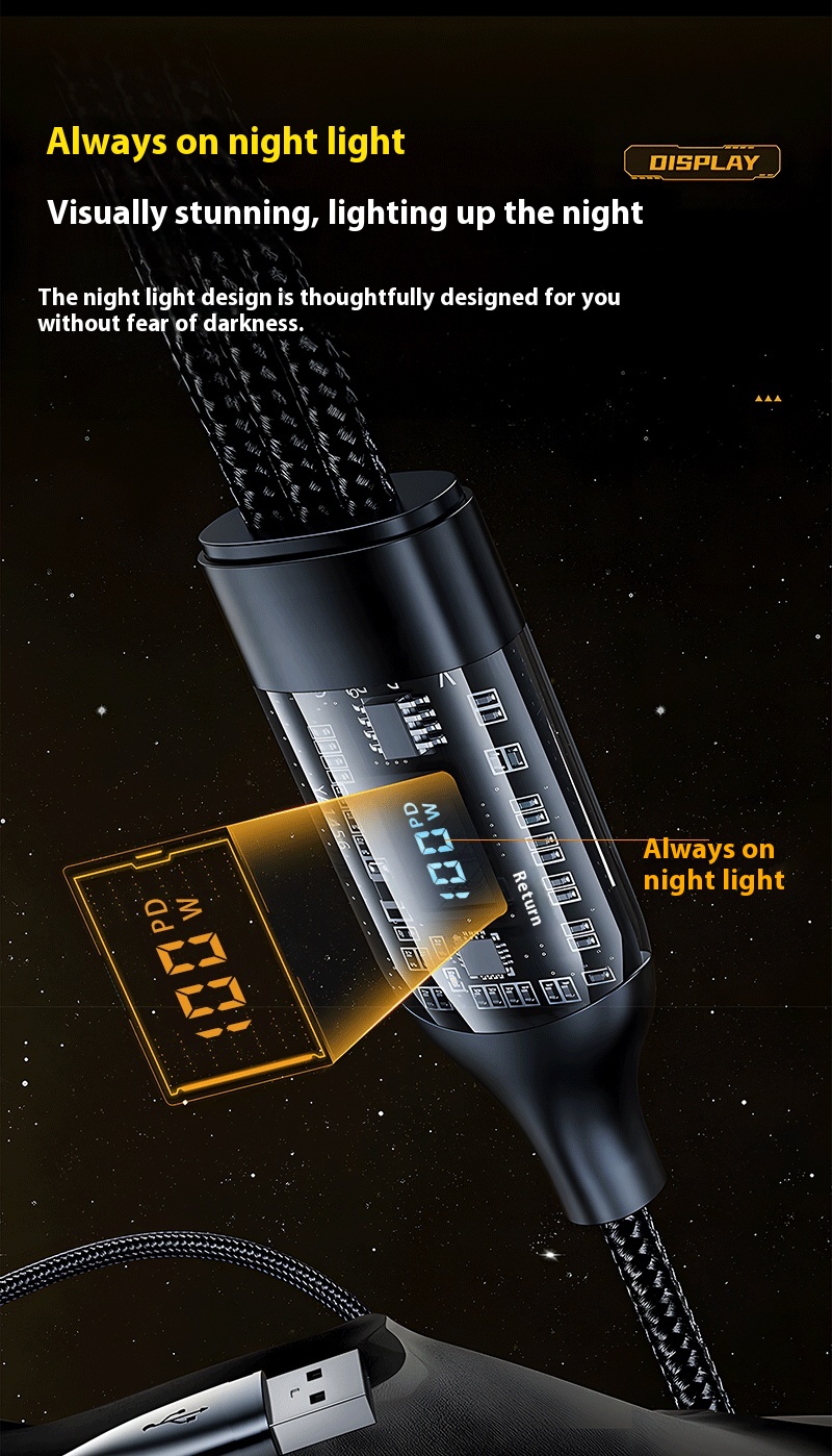 100W Intelligent Digital Display Cable 3 In 1 Zinc Alloy Super Fast ...