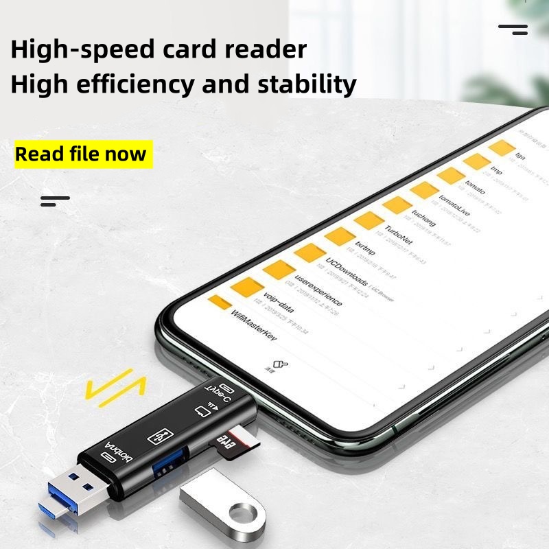 5 in 1 Multifunction Usb 2.0 Type C/Usb /Micro Usb/Tf/SD Memory Card Reader OTG Card Reader ...