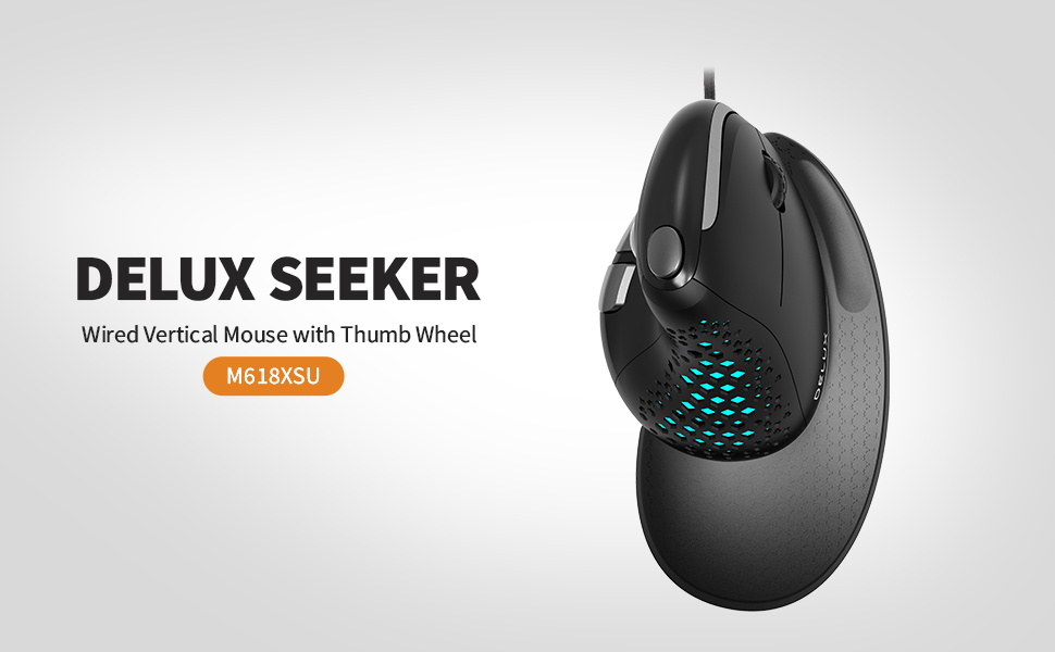 Delux M618XSU Seeker RGB Ergonomic Vertical Mouse Wired Mice Trackball ...