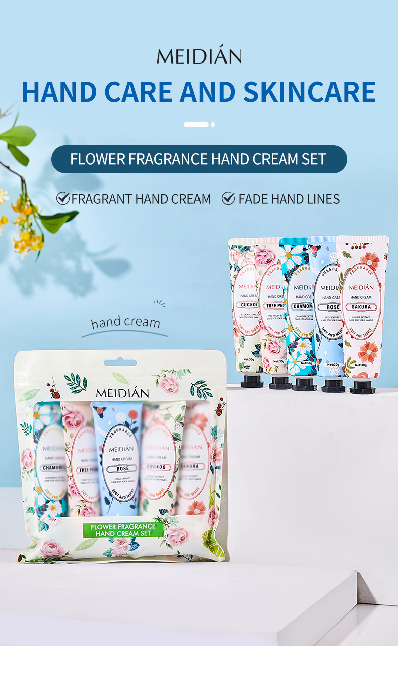 Flower Fragrance Hand Cream Five Piece Set Moisturizing, Moisturizing ...