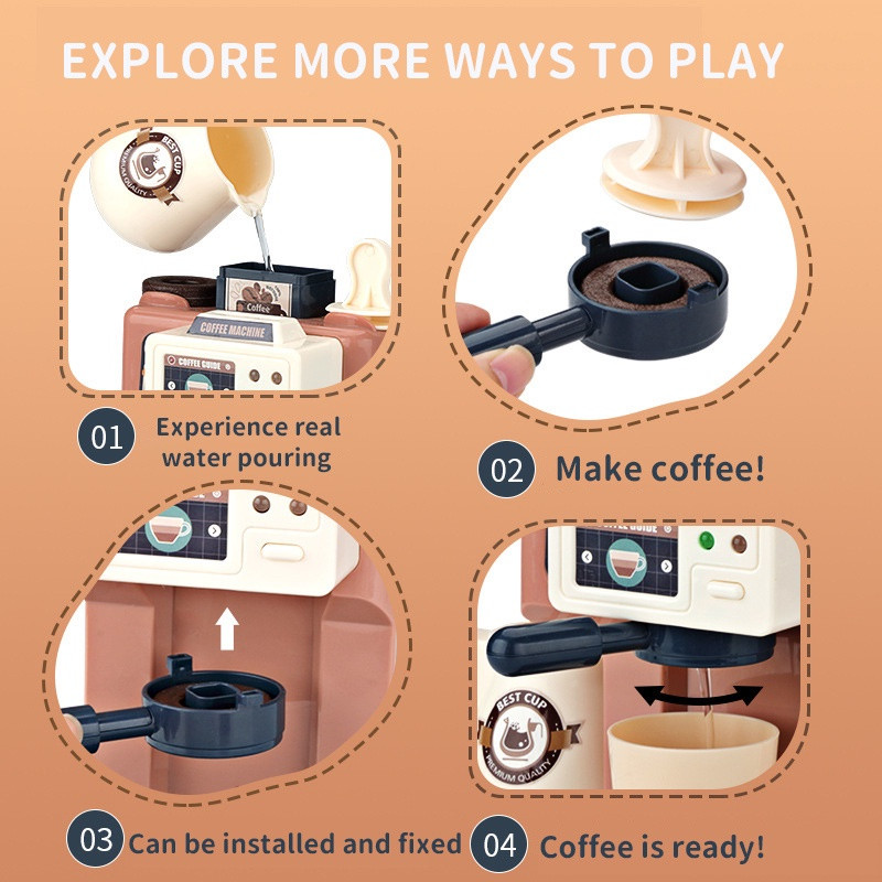 【READY STOCK】Kids Coffee Machine Playset Simulation Coffee shop Cafe ...