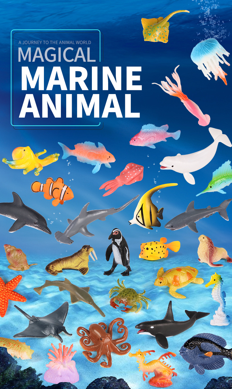 Mini Sea Life Shark Whale Penguin Dolphin Turtle Rays Set Model Marine ...