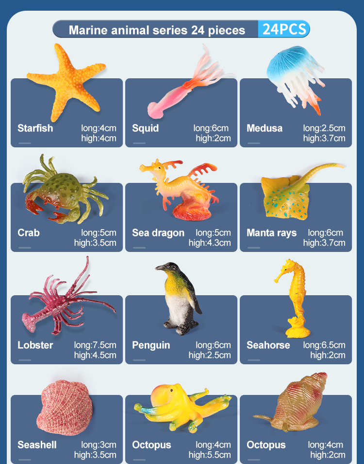 Mini Sea Life Shark Whale Penguin Dolphin Turtle Rays Set Model Marine ...