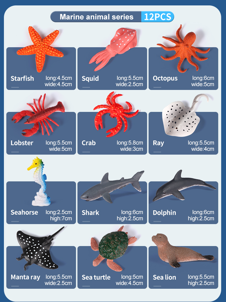Mini Sea Life Shark Whale Penguin Dolphin Turtle Rays Set Model Marine ...