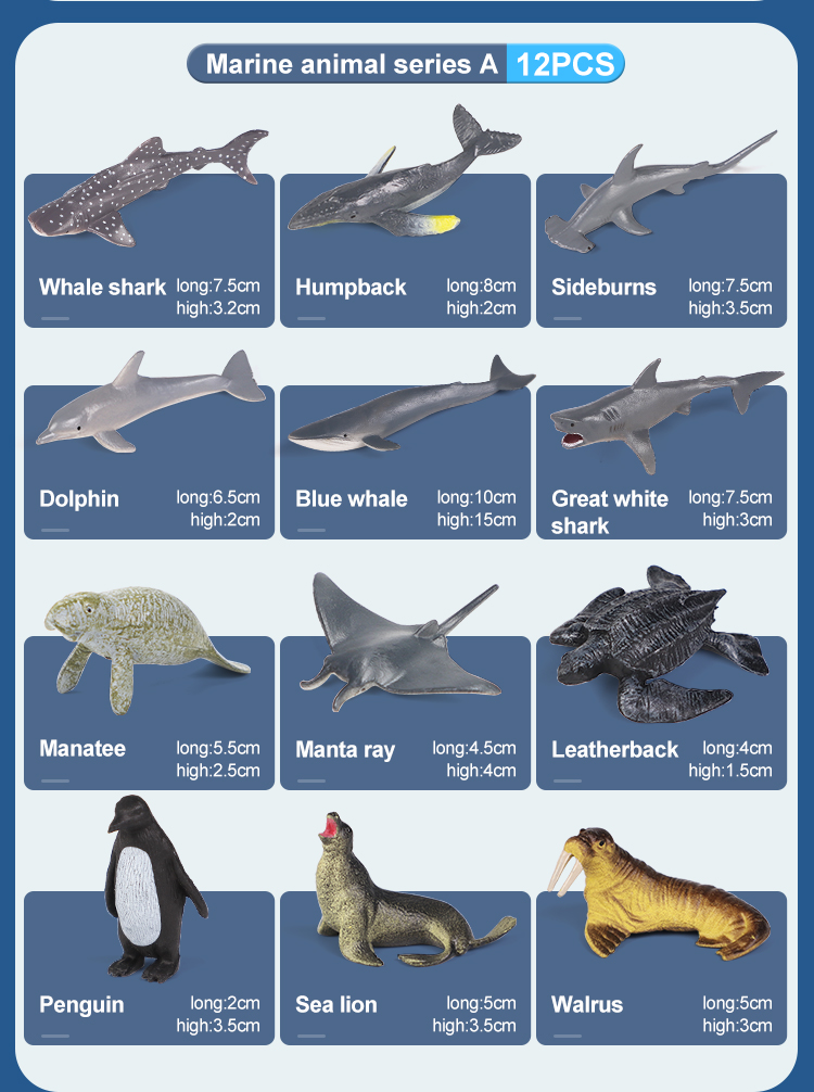 Mini Sea Life Shark Whale Penguin Dolphin Turtle Rays Set Model Marine ...