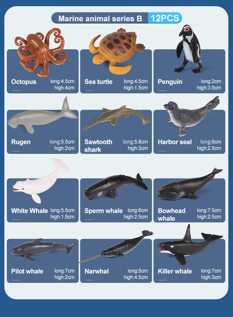 Mini Sea Life Shark Whale Penguin Dolphin Turtle Rays Set Model Marine ...