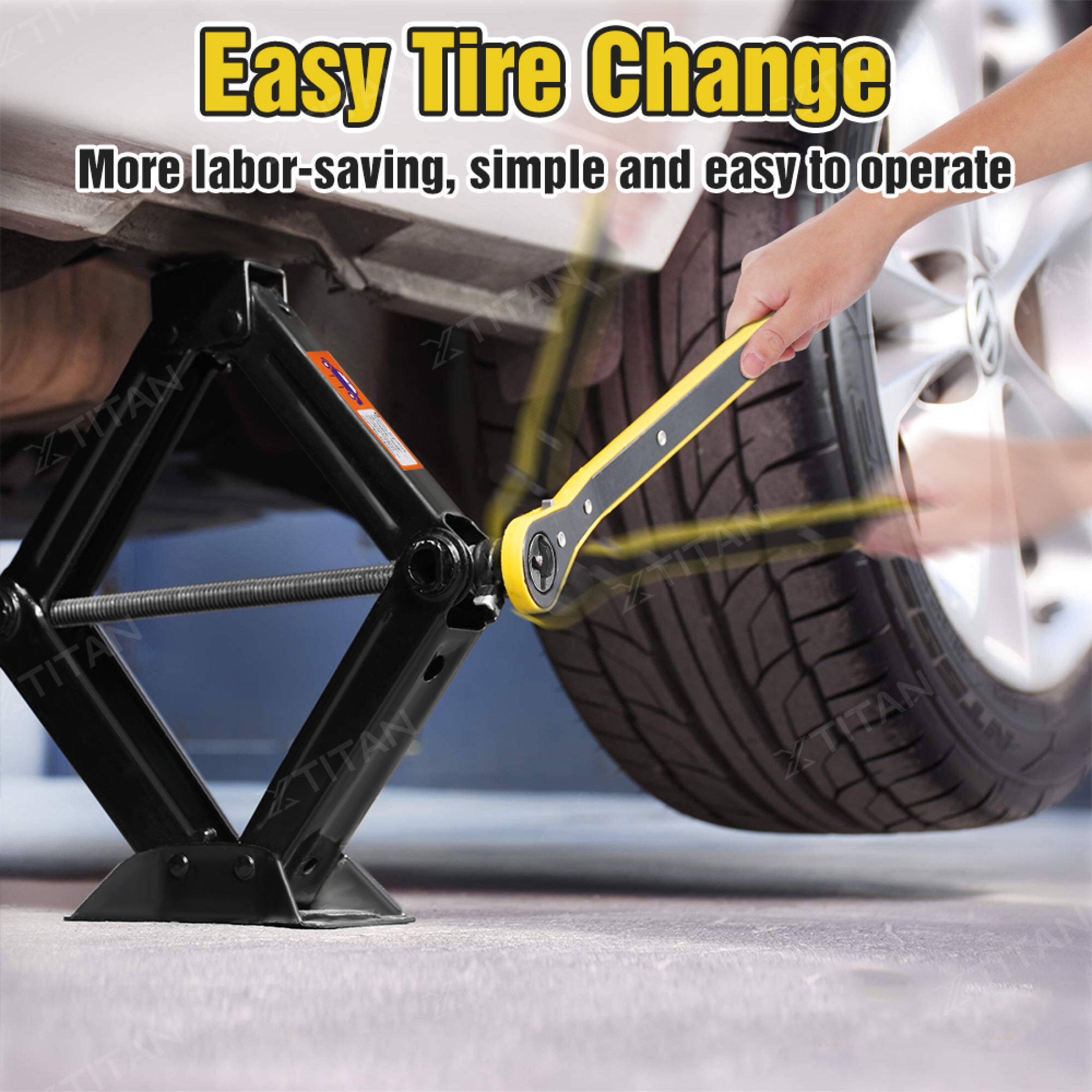 Heavy Duty DIY Car Scissor Jack Stabilizer with Handle Lift Jack (1/1.5 ...