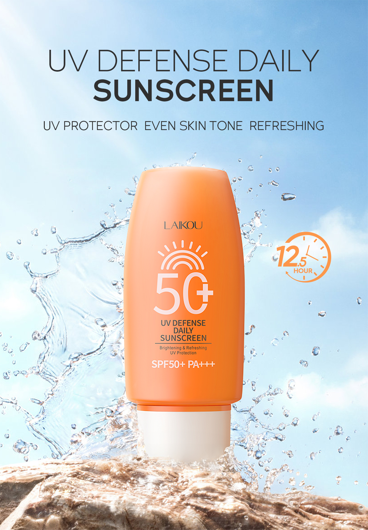 LAIKOU Face Sunscreen Lotion SPF50+ UV Protector Whitening Body Water-Resistant Hydrating ...