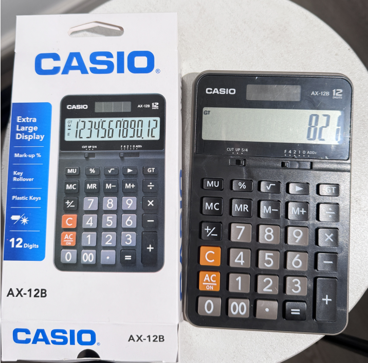 Casio AX-12B Value Series Mini Desk Type Calculator 12 digits 2-way power (solar/battery ...