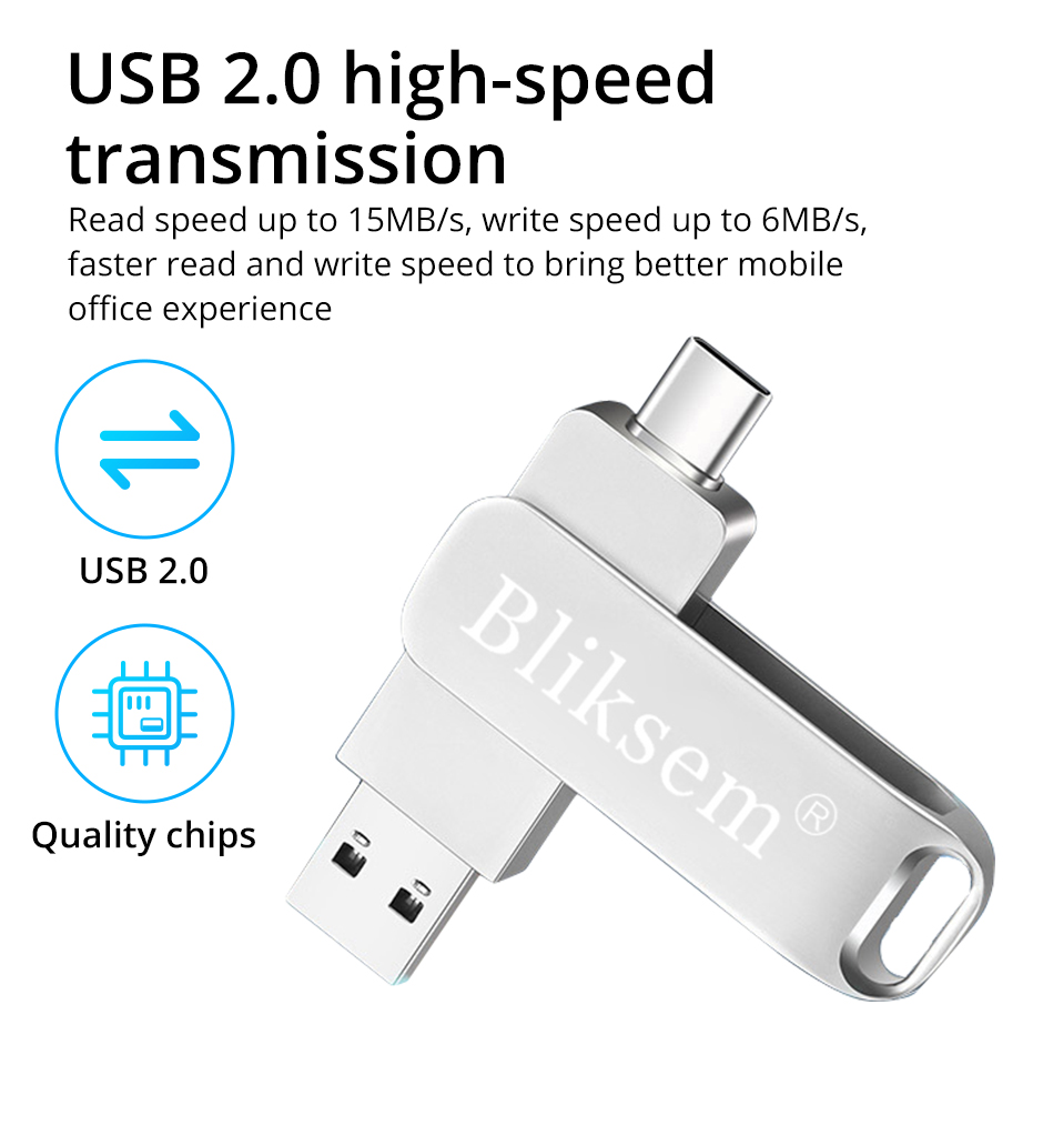 Type-c Three-in-One Flash Memory Driver, 16GB OTG Metal Waterproof Pen ...