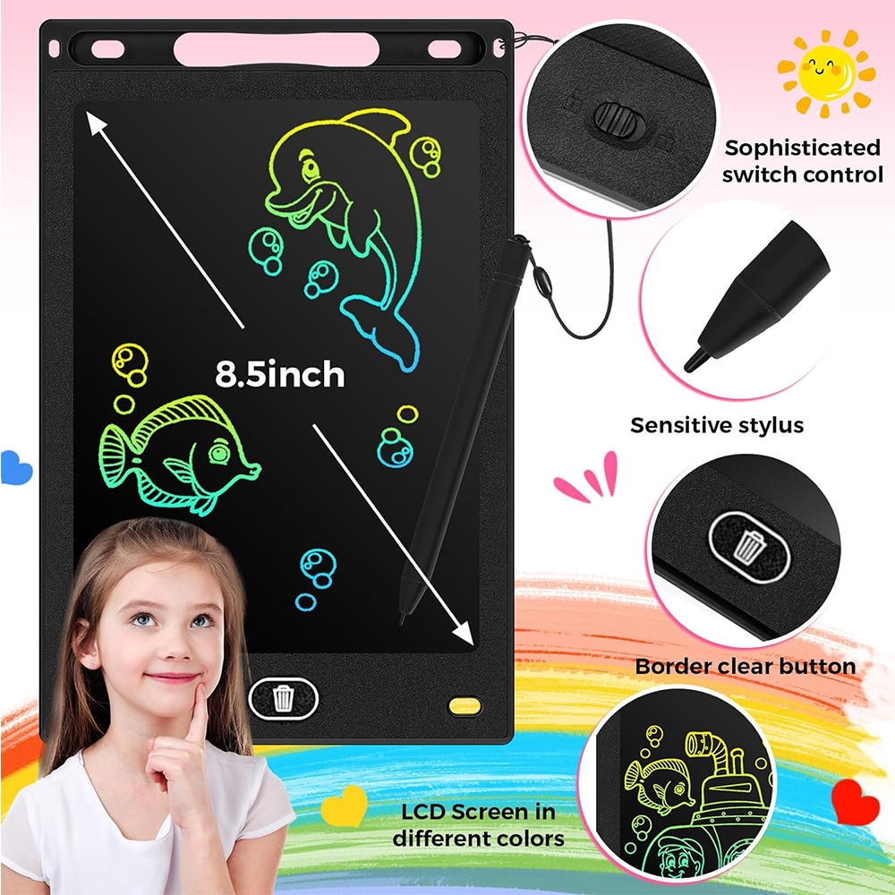 8.5/10/12 Inch Colorful LCD Writing Tablet with string for Kid 3 4 5 6 ...