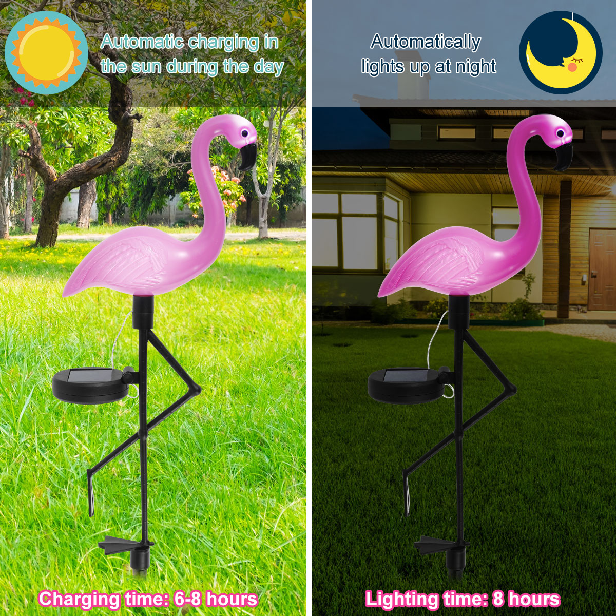 Pink Flamingo Solar Light Outdoor Courtyard Decoration Light Waterproof ...
