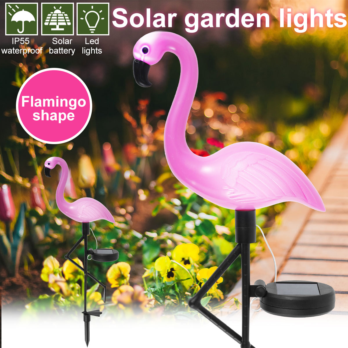 Pink Flamingo Solar Light Outdoor Courtyard Decoration Light Waterproof ...