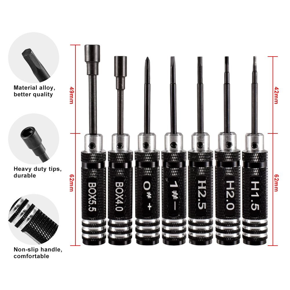 9IMOD RC Hex Driver Set 7pcs for RC Repair Tools Kit with 1.5 2.0 2.5mm Hex Screwdriver Ideal ...