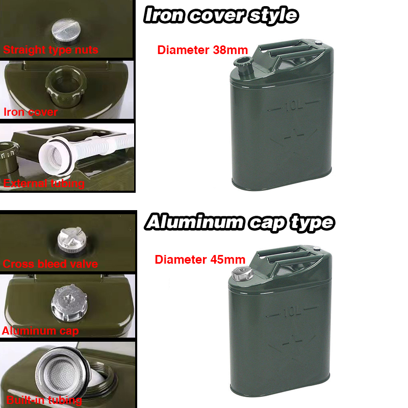 5L~30L Spare Fuel Tank Green Steel Thickened Explosion-Proof Motorcycle Gasoline Barrel Carbon ...