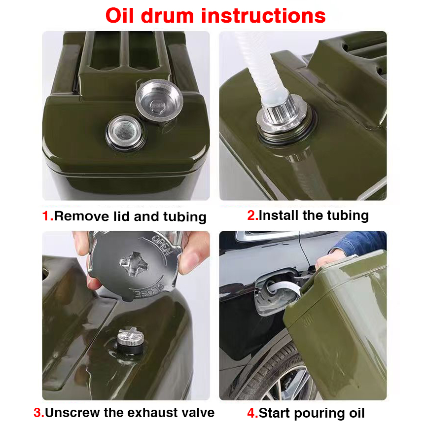 5L~30L Spare Fuel Tank Green Steel Thickened Explosion-Proof Motorcycle Gasoline Barrel Carbon ...